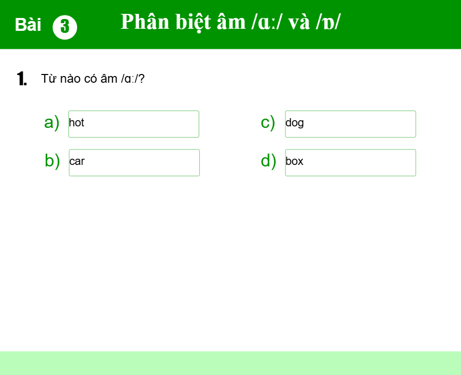 Bảng chữ cái IPA học tiếng anh - Phân biệt âm /ɑː/ và /ɒ/